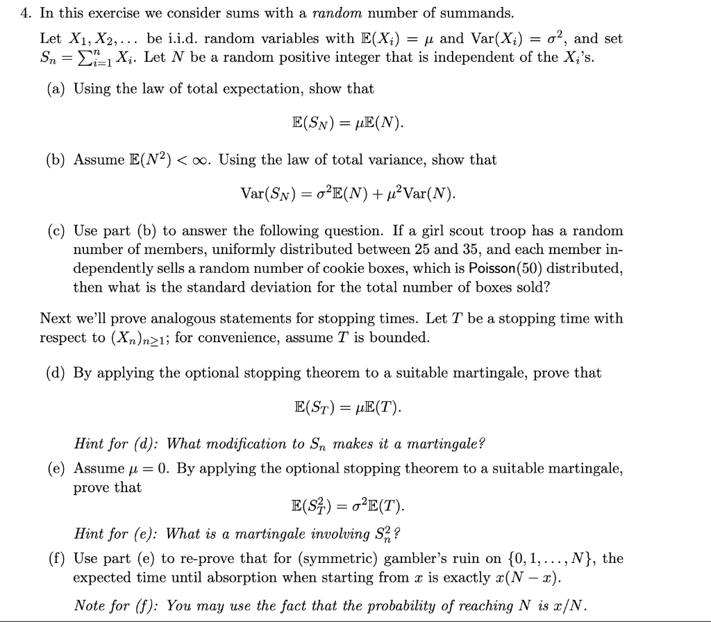 In this exercise we consider sums with a random | Chegg.com