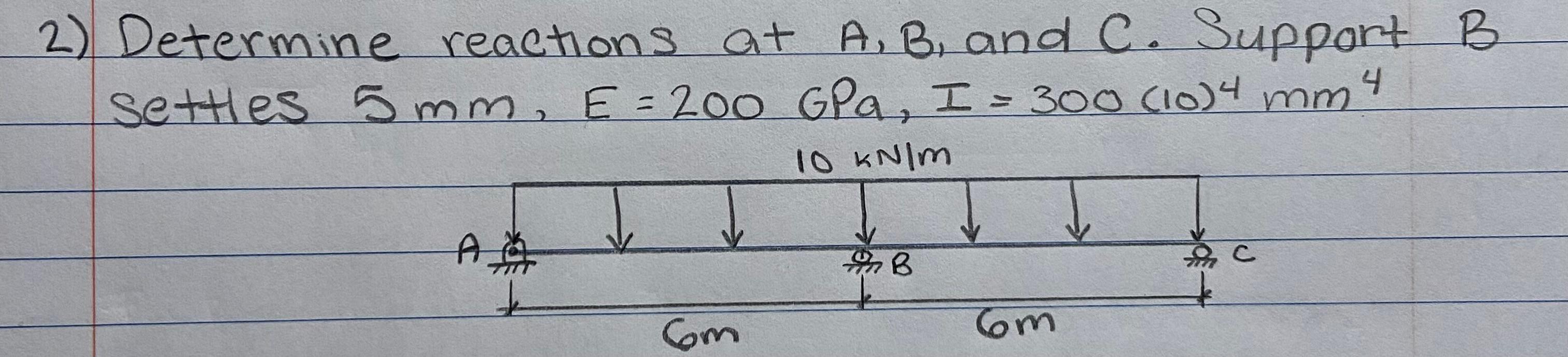 Solved 2) Determine reactions at A,B, and C. Support B | Chegg.com