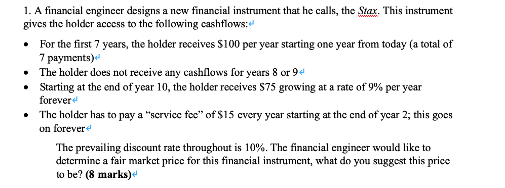 Solved 1. A financial engineer designs a new financial | Chegg.com