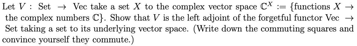 Let V: Set → Vec take a set X to the complex vector | Chegg.com