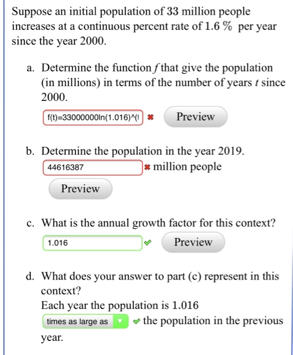 Solved Suppose an initial population of 33 million people | Chegg.com