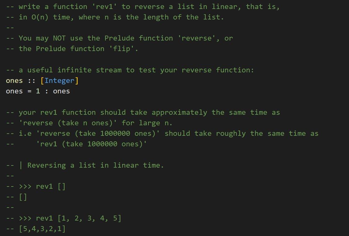 Solved -. write a function 'rev1' to reverse a list in | Chegg.com