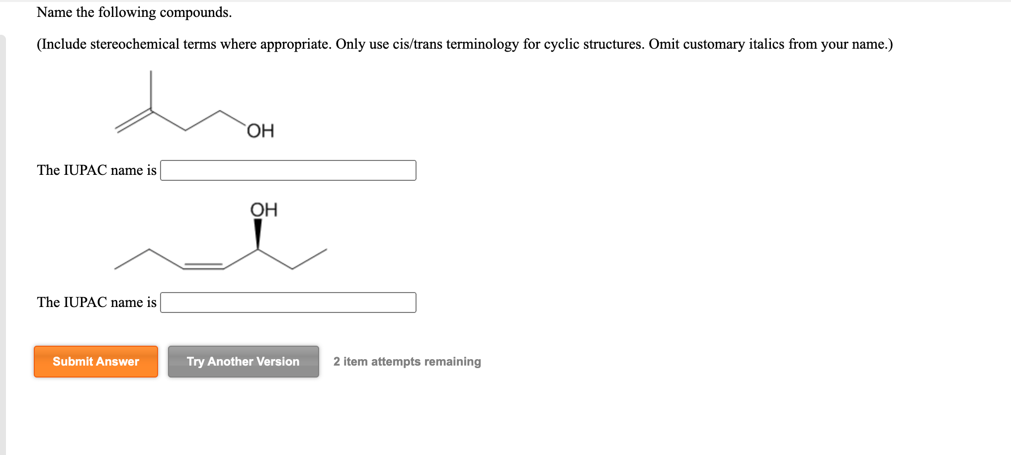 Solved Name the following compounds. (Include stereochemical | Chegg.com