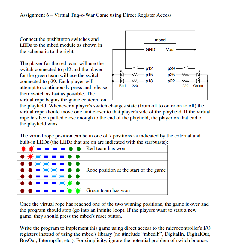 Assignment 6 - Virtual Tug-o-War Game using Direct | Chegg.com