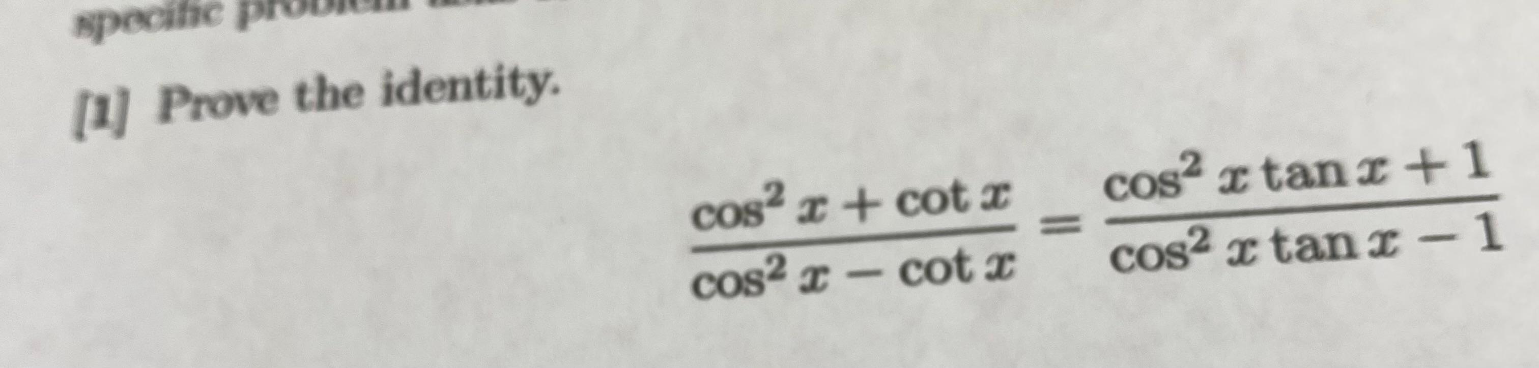 Solved [1] Prove the identity. | Chegg.com