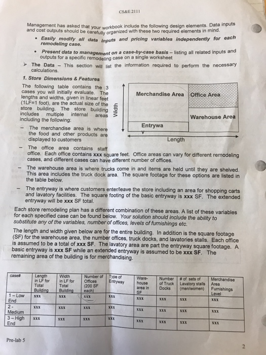 20 Points CS&E 2111 Pre-Lab Session 5: Spreadsheet | Chegg.com