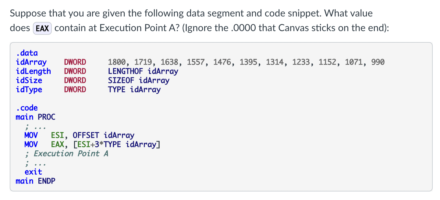 Solved Suppose that you are given the following data segment | Chegg.com
