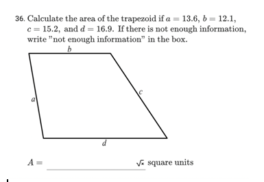 Solved 36. Calculate the area of the trapezoid if | Chegg.com