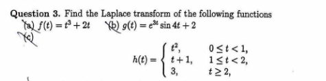 Solved Question 3. Find the Laplace transform of the | Chegg.com