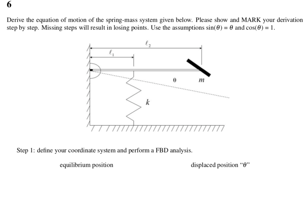Solved Derive the equation of motion of the spring-mass | Chegg.com