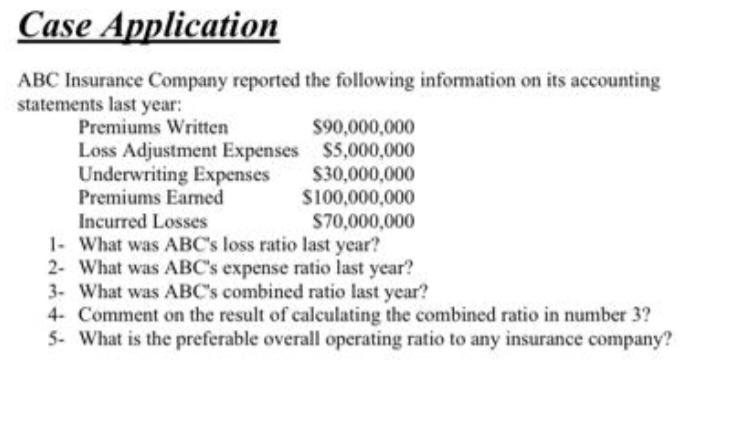 Solved ABC Insurance Company reported the following | Chegg.com