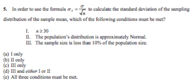 Solved In order to use the formula σx=σn2 ﻿to calculate the | Chegg.com