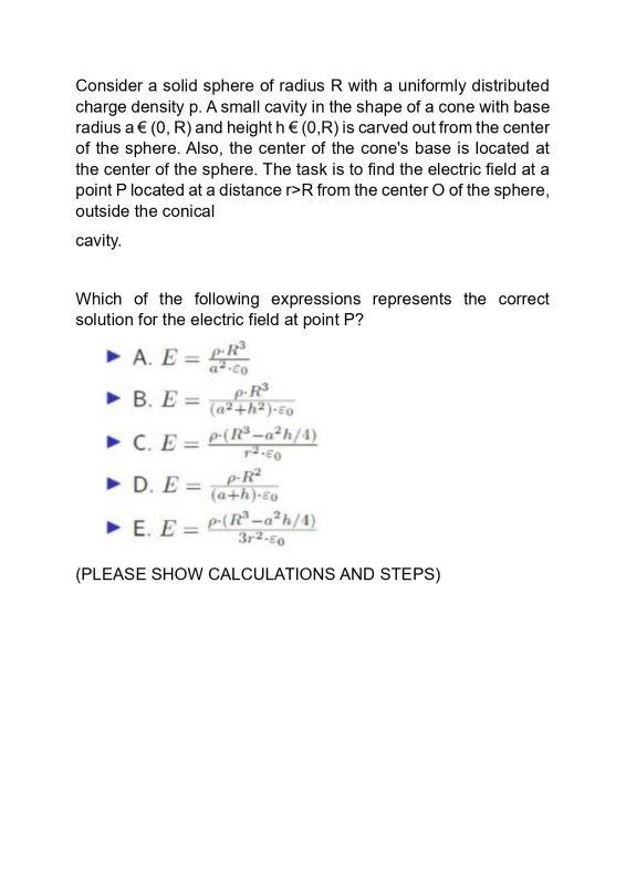 Solved Consider a solid sphere of radius R with a uniformly | Chegg.com