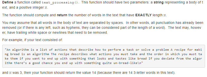 Solved Define a function called text_processing (). This | Chegg.com