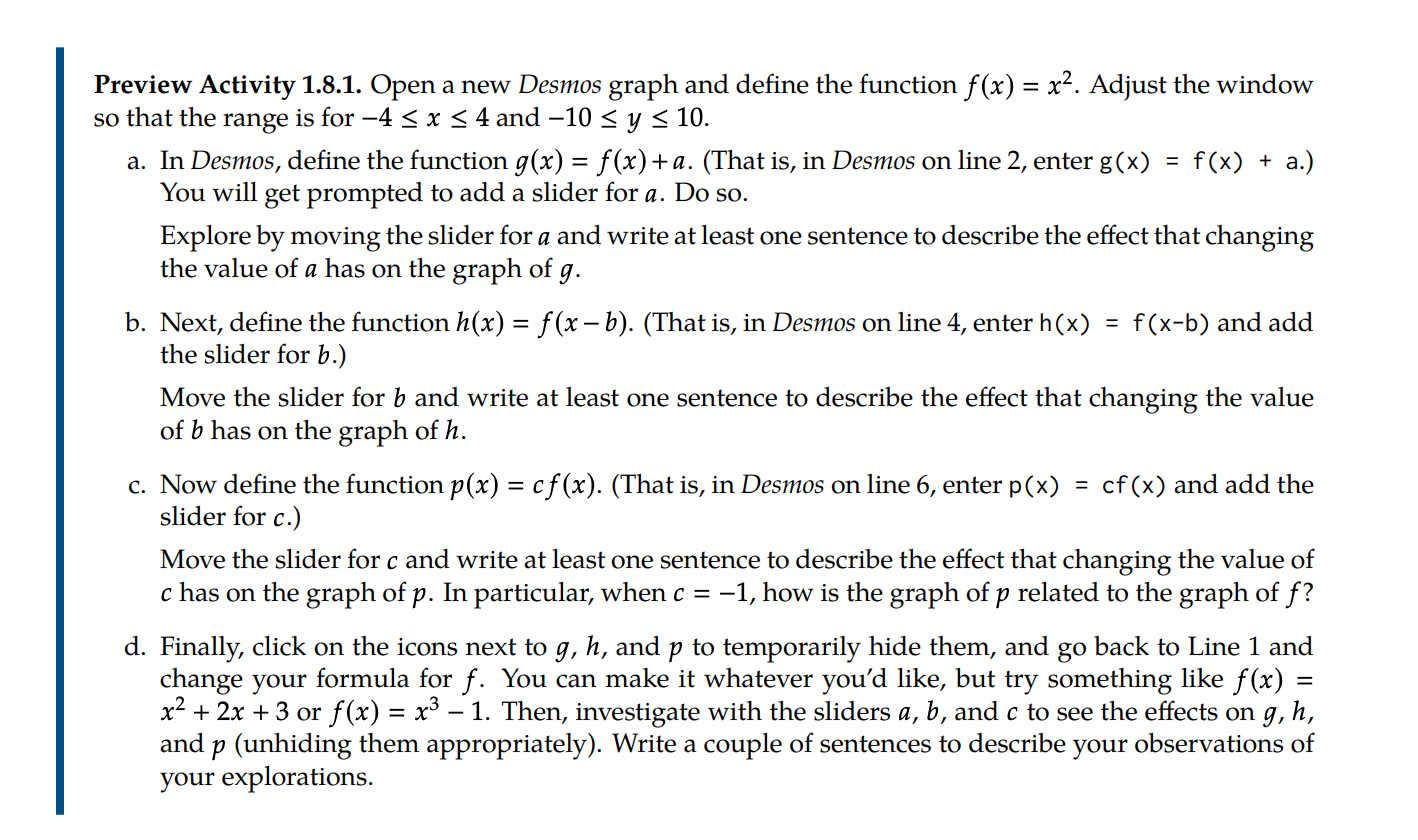 Solved Preview Activity 1 8 1 Open A New Desmos Graph And Chegg