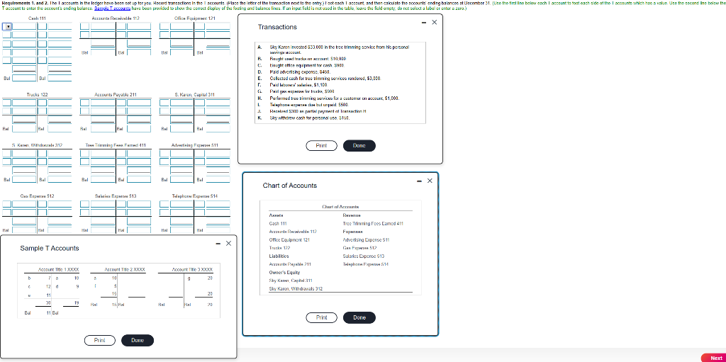 Use the Sample T Account Chart to recreate these | Chegg.com