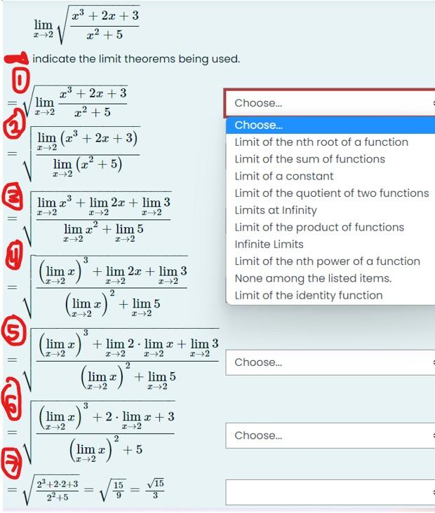 Solved lim 12 23 + 2x + 3 x2 +5 indicate the limit theorems | Chegg.com