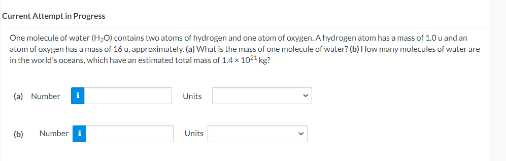 Solved One molecule of water (H2O) contains two atoms of | Chegg.com