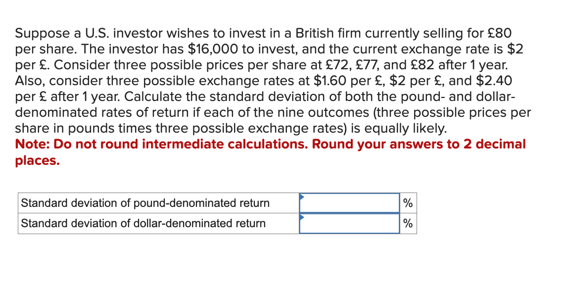 Solved Suppose a U.S. ﻿investor wishes to invest in a | Chegg.com