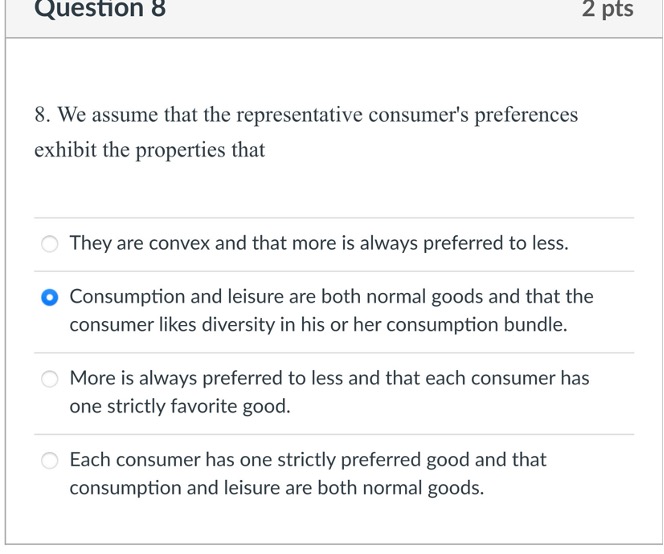 Solved We assume that the representative consumer's | Chegg.com