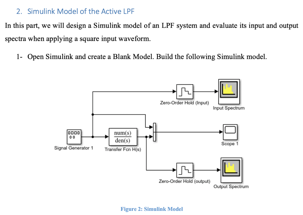2. Simulink Model of the Active LPF In this part, we | Chegg.com