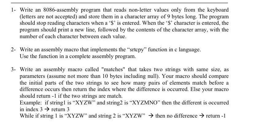 1 Write An 8086 Assembly Program That Reads