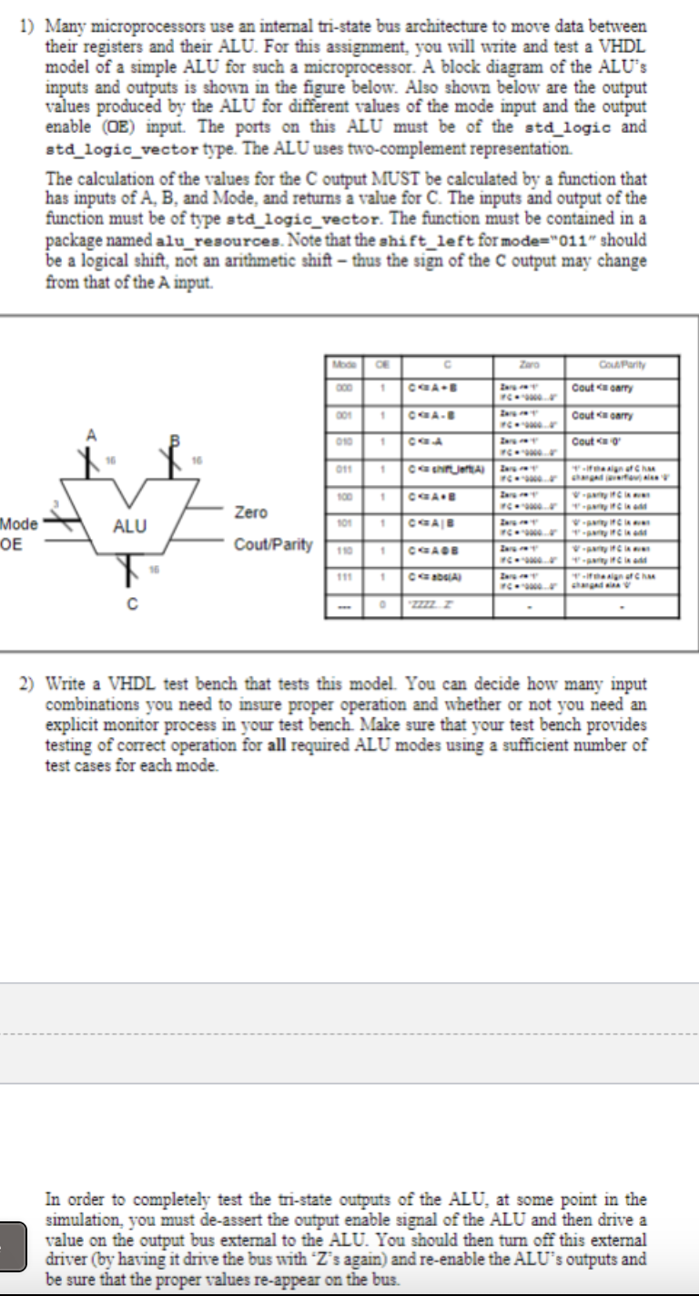 Solved 1) Many microprocessors use an internal tri-state bus | Chegg.com