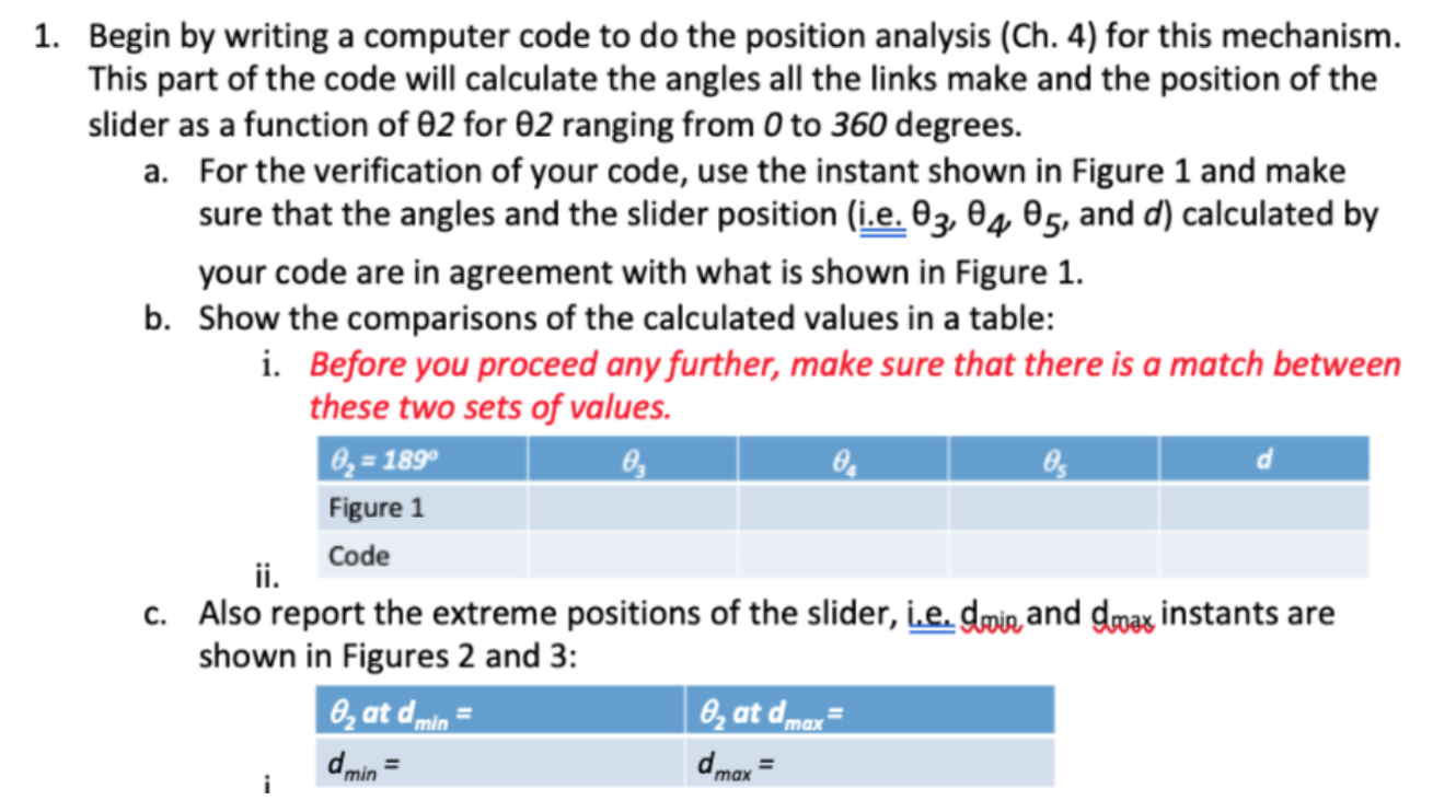 MATLAB or excel 6 bar linkage position synthesis: | Chegg.com