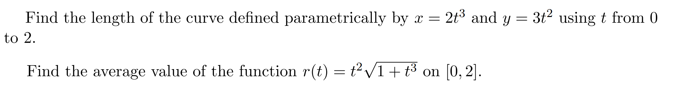 Solved Find the length of the curve defined parametrically | Chegg.com