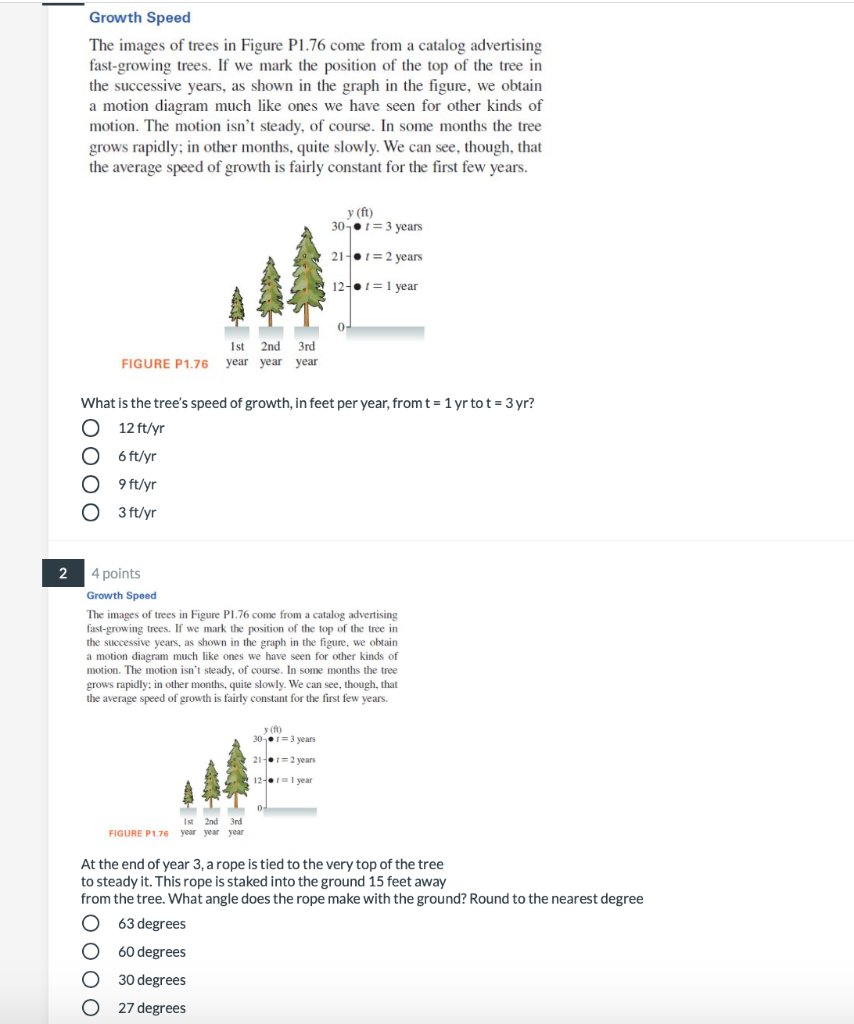 Solved Growth Speed The images of trees in Figure P1.76 come | Chegg.com