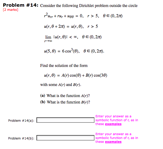 Solved Problem #14: Consider the following Dirichlet problem | Chegg.com