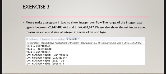 Solved EXERCISE 3 Please make a program in Java to show | Chegg.com