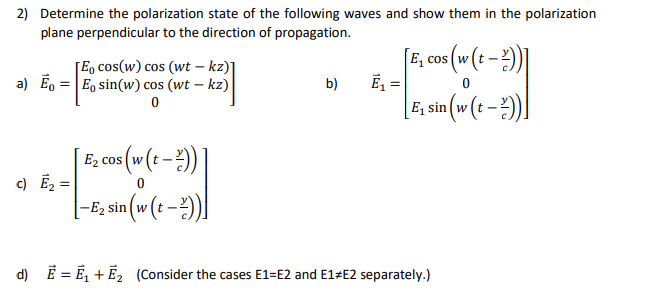Solved Determine the polarization state of the following | Chegg.com