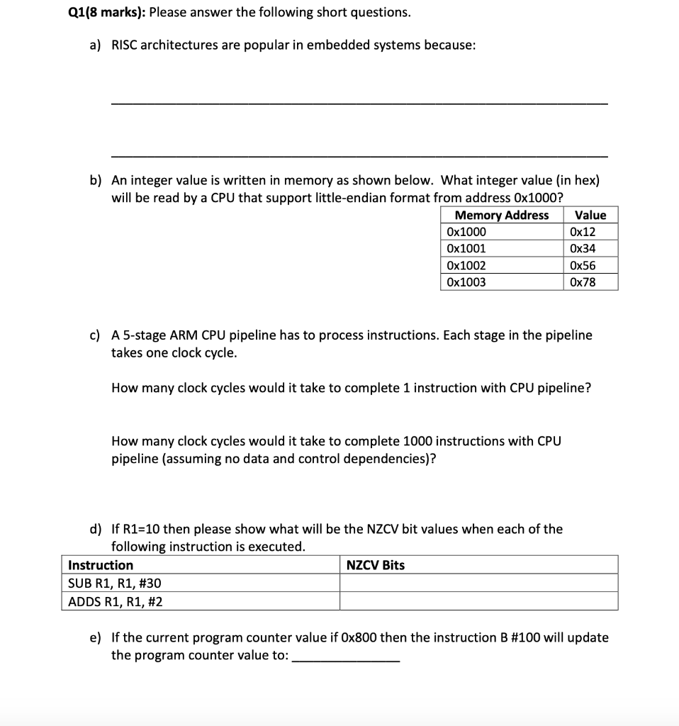 Solved Q1(8 marks): Please answer the following short | Chegg.com