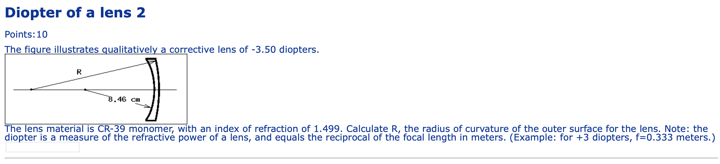 Solved Diopter of a lens 2 Points:10 The figure illustrates | Chegg.com