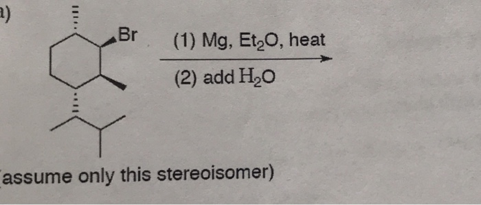Solved Br (1) Mg, Et2O, heat (2) add H2O assume only this | Chegg.com