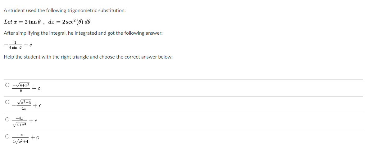 Solved A student used the following trigonometric | Chegg.com