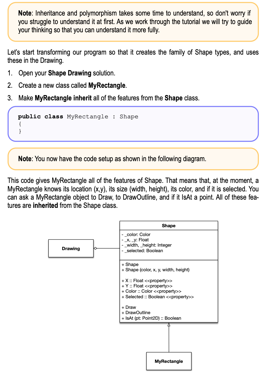 Instructions This task continues the Shape Drawer | Chegg.com
