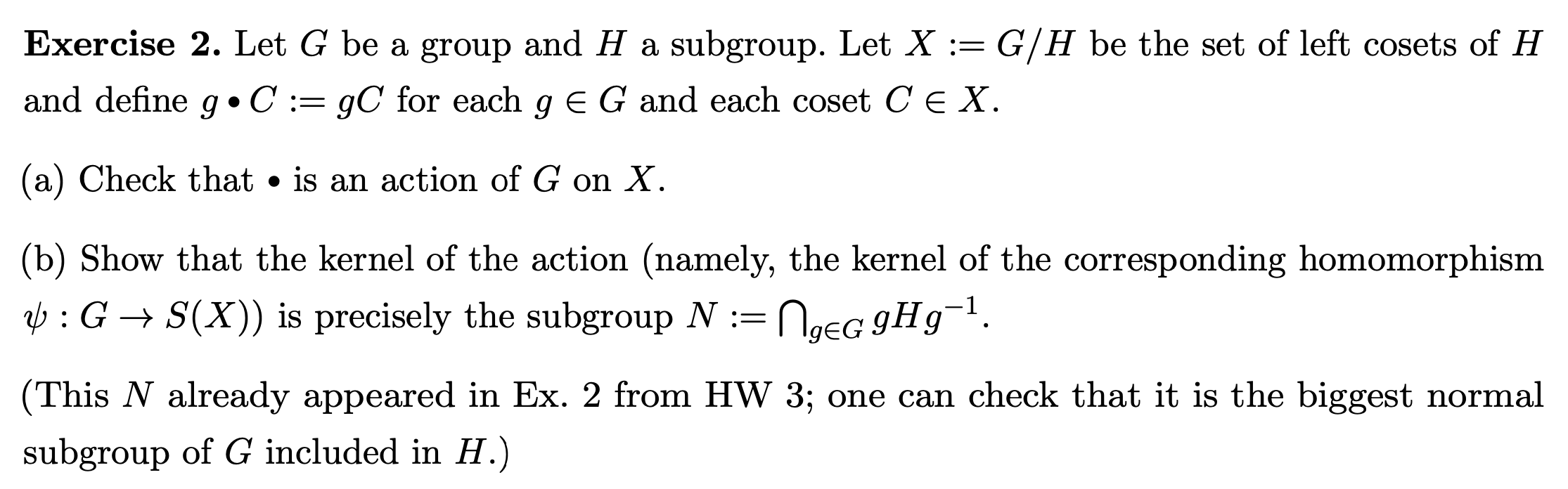 Solved Exercise 2. Let G be a group and H a subgroup. Let X | Chegg.com