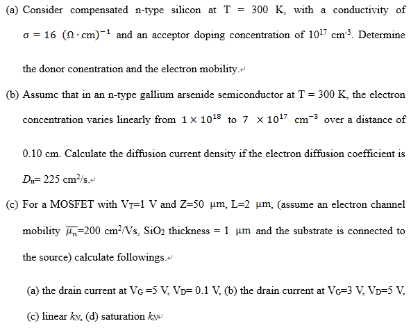Solved (a) Consider compensated n-type silicon at T = 300 K, | Chegg.com
