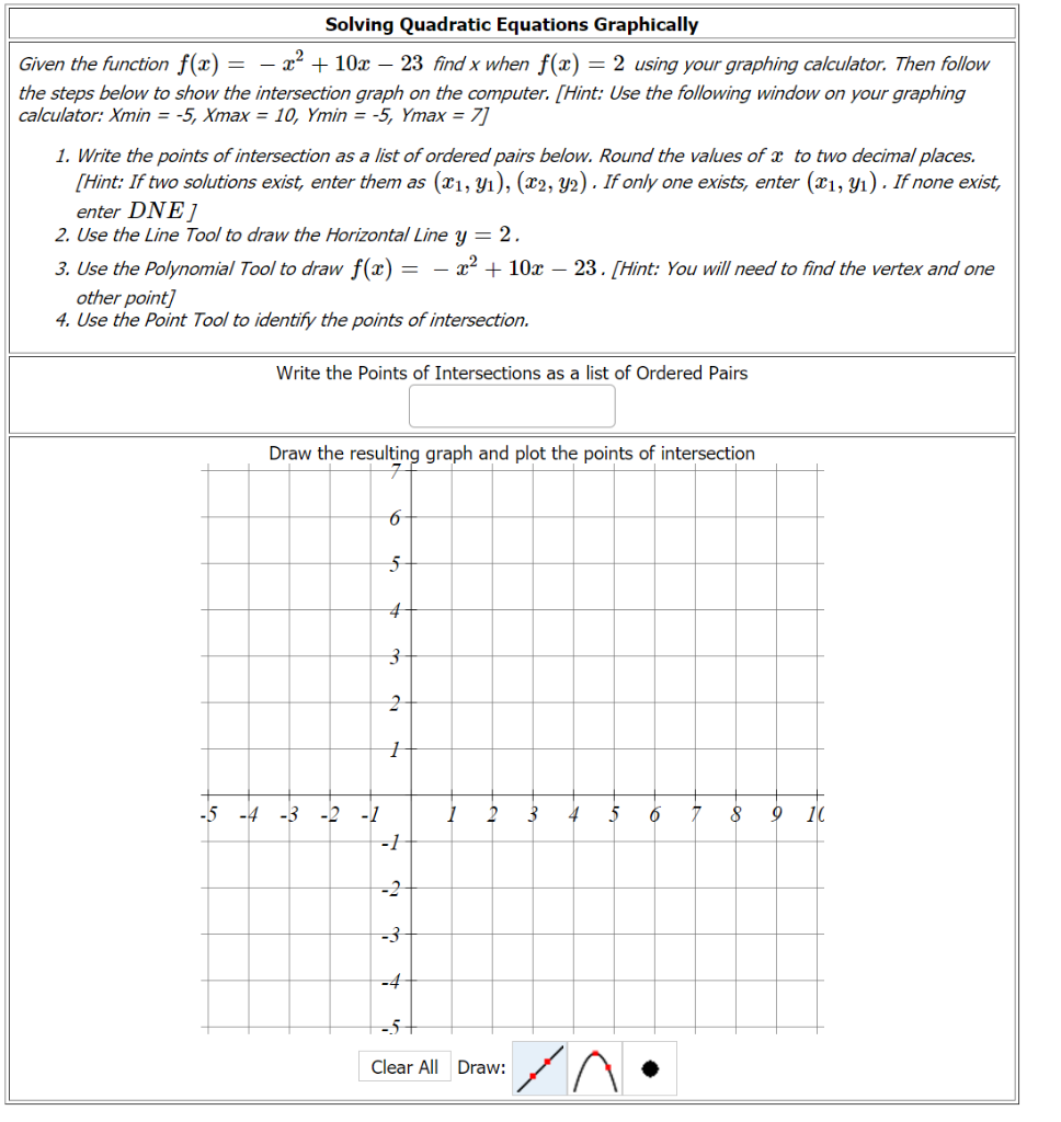 Solved Solving Quadratic Equations Graphically Given the | Chegg.com