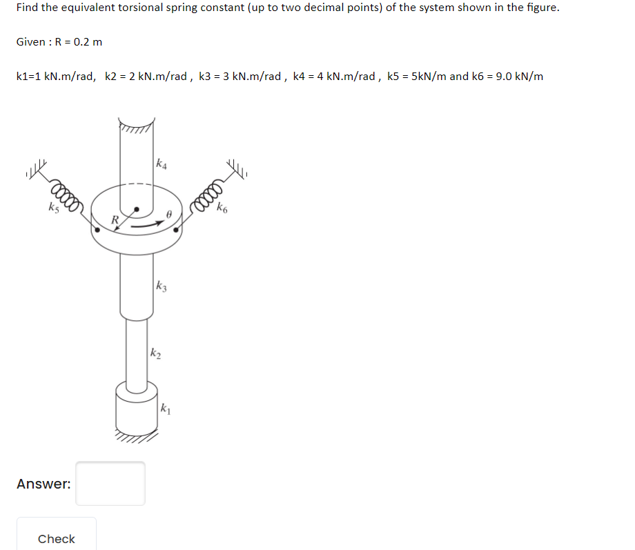 Solved Find the equivalent torsional spring constant (up to | Chegg.com
