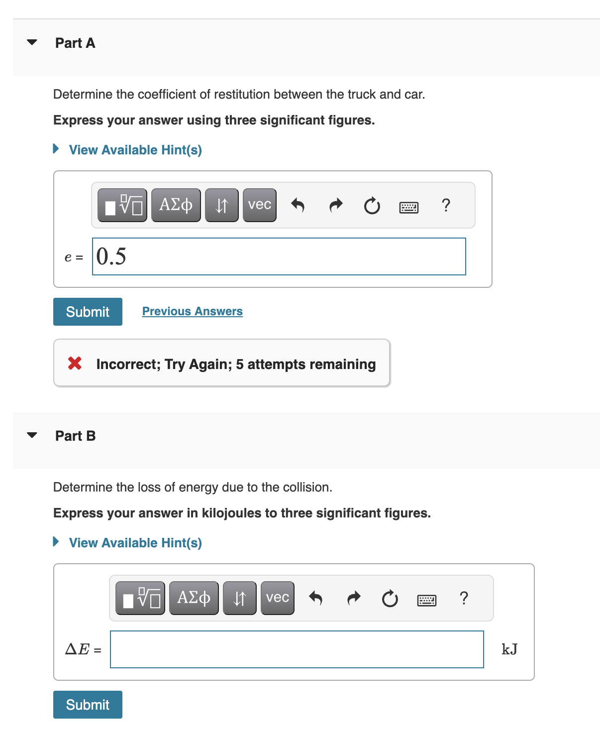 Solved Determine the coefficient of restitution between the | Chegg.com