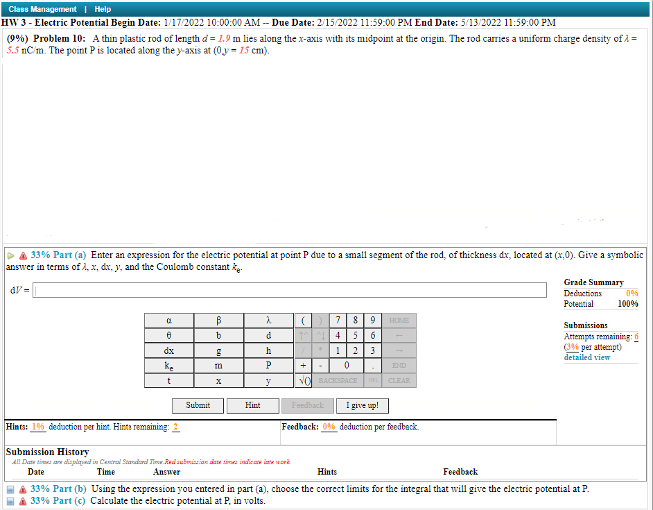Solved Class Management | Help HW 3 - Electric Potential | Chegg.com