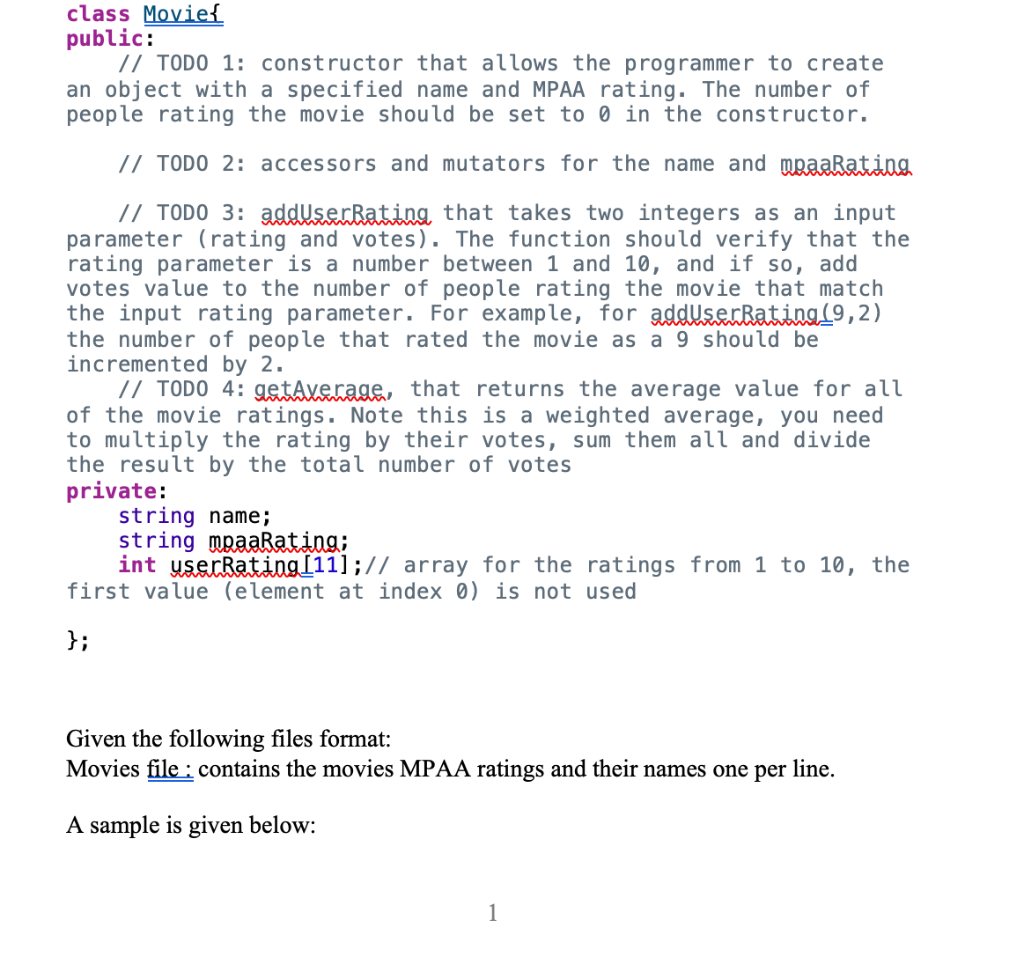 Solved Consider a class Movie that contains information | Chegg.com
