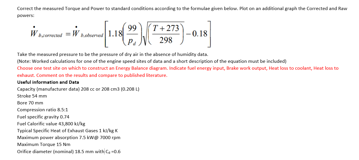 Solved Engine speed (rpm) 2000 Torque (Nm) 13.9 Power (W) | Chegg.com