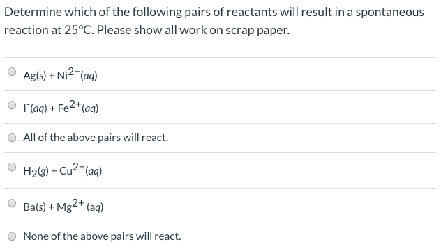 Solved Determine which of the following pairs of reactants | Chegg.com