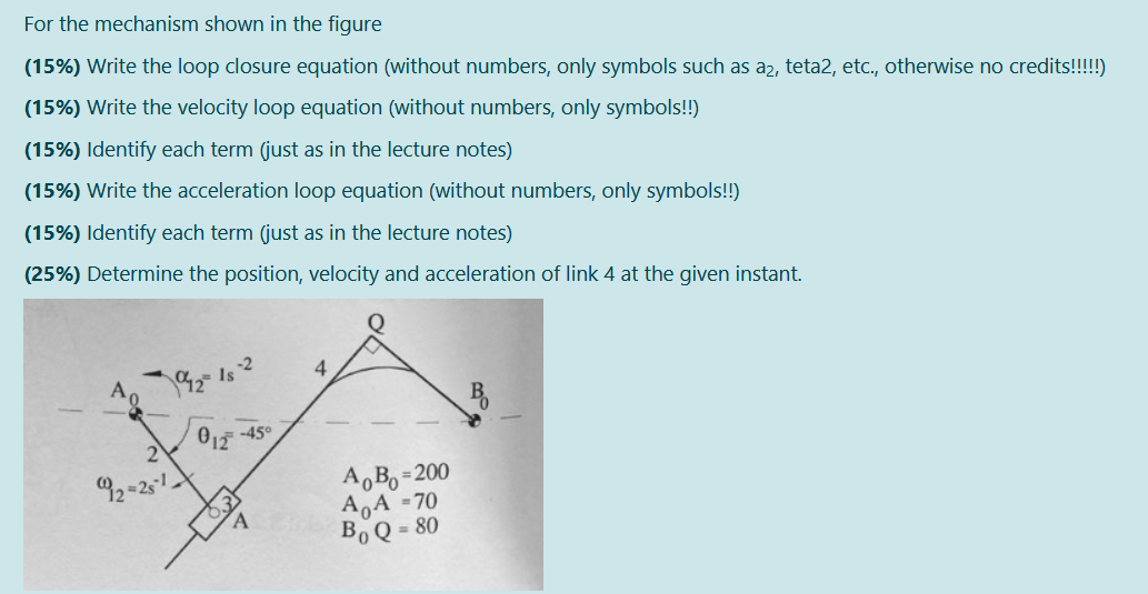Solved For the mechanism shown in the figure (15%) Write the | Chegg.com