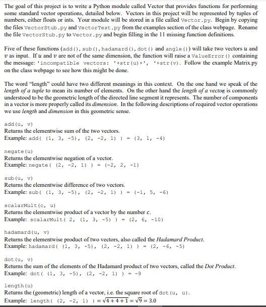 Solved The goal of this project is to write a Python module | Chegg.com