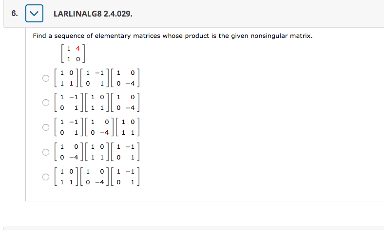Solved LARLINALG8 2.4.029. Find a sequence of elementary | Chegg.com